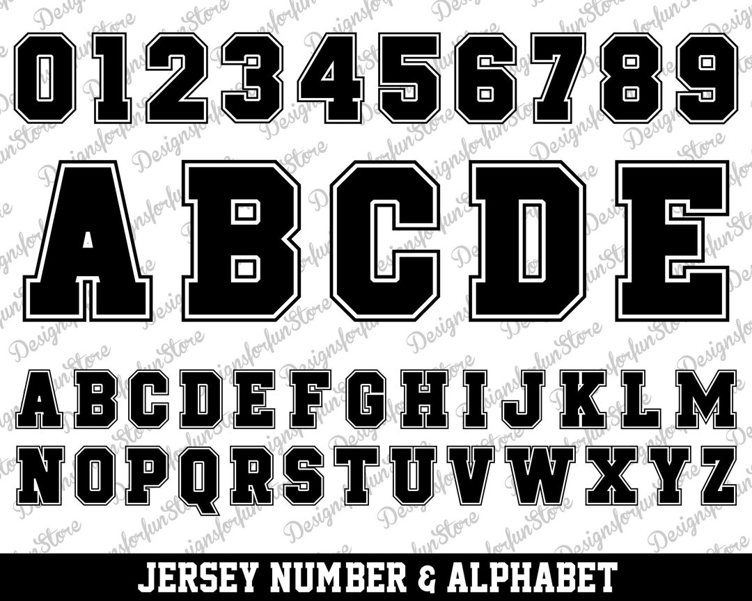 Black Bold With Outline Font Svg, Jersey Numbers Svg, Alphabet Letter ...