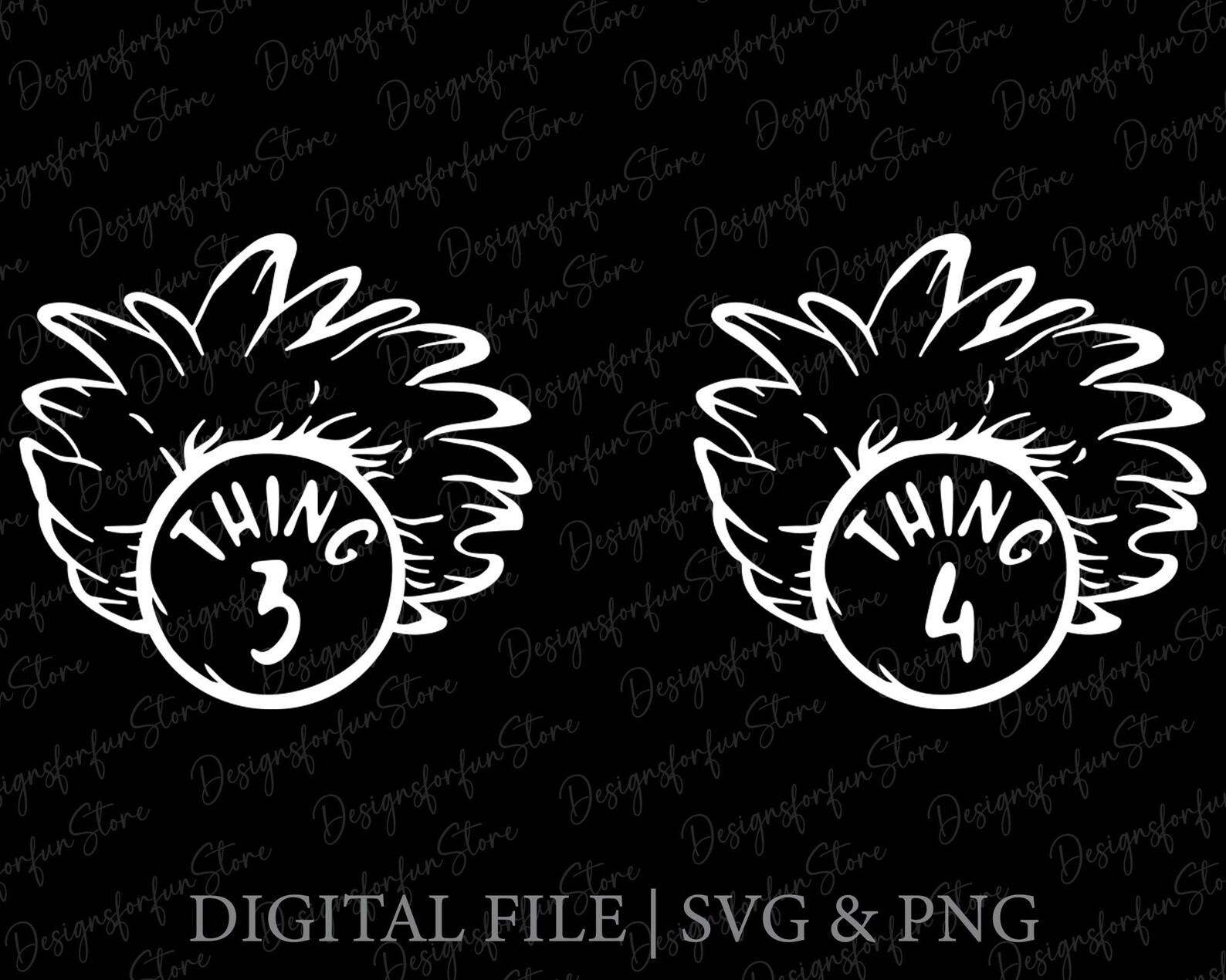 Thing 3 and Thing 4 Svg Dr Seuss Svg Thing 3 Svg Thing 4 - Etsy
