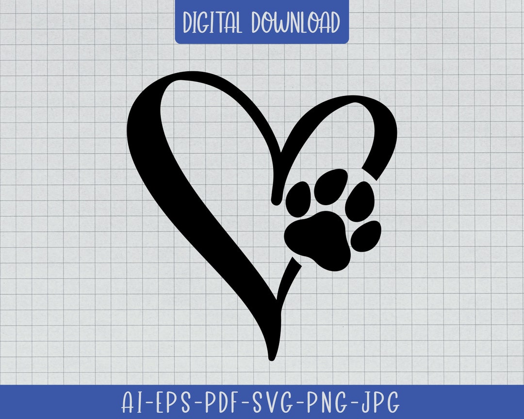 Heart Paw Print Svg Dog Paw Print Svg Heart and Paw Print - Etsy