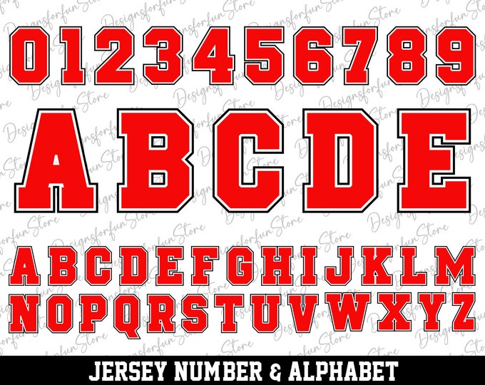 Sports Clipart: Jersey Number Templates Grouped on Single Sheet - Red ...