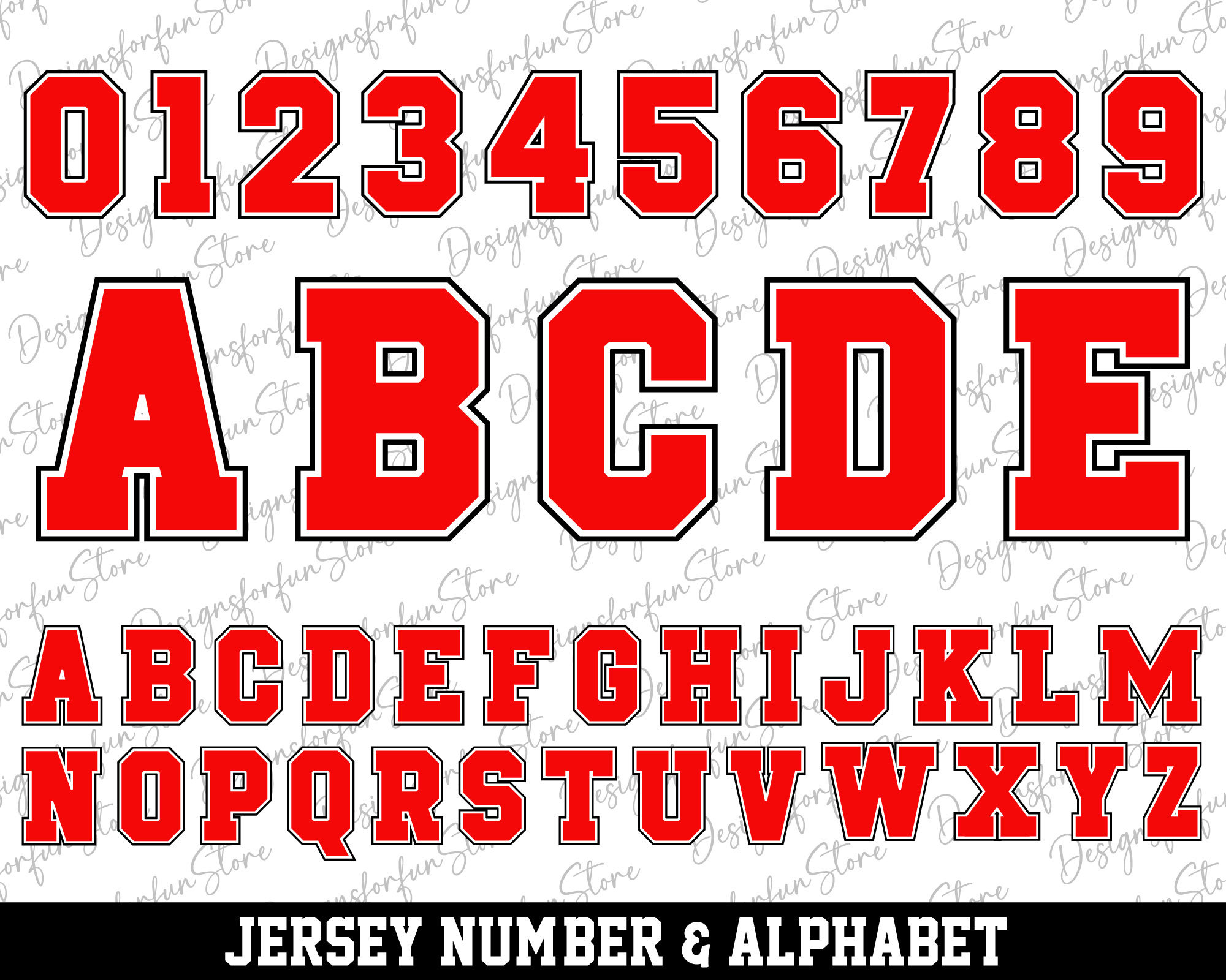 Red Layered on Black Fonts, Jersey Numbers Svg, Alphabet Letter Svg ...