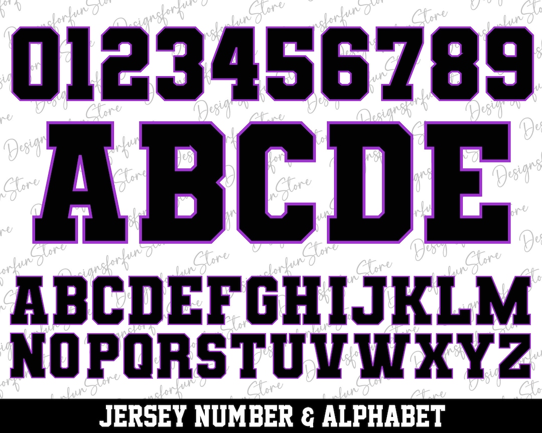 Black With Purple Outline Font Svg, Jersey Numbers Svg, Alphabet Font ...