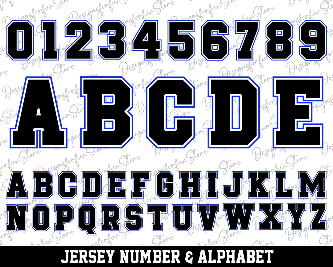 Blue White Black Layer Font Svg, Jersey Numbers Svg, Alphabet Letter ...