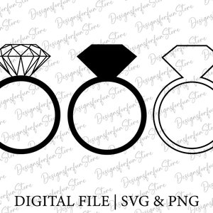 Wedding Rings Svg, Engagement Ring Svg, Wedding Bands Svg, Silhouette ...