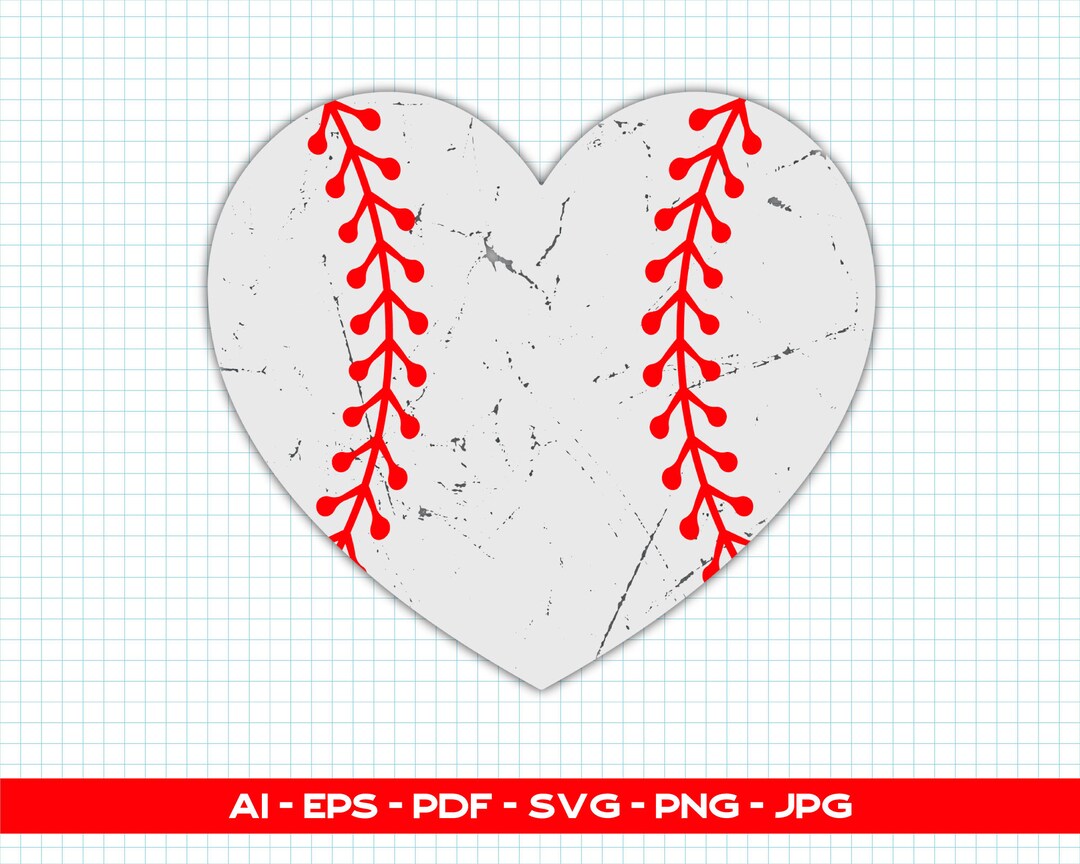 Heart Shaped Baseball Svg Digital Download Heart Shaped - Etsy