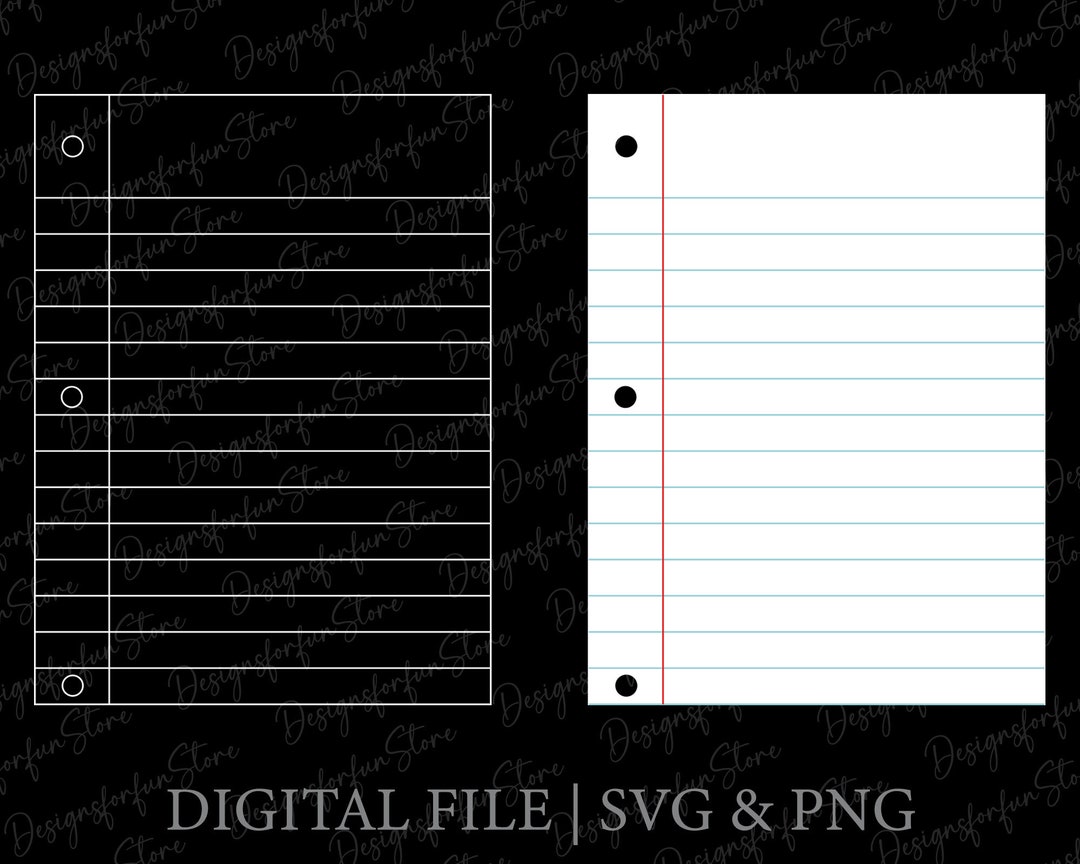 Lined Notebook Paper Svg, Digital Download, School Paper Svg ...