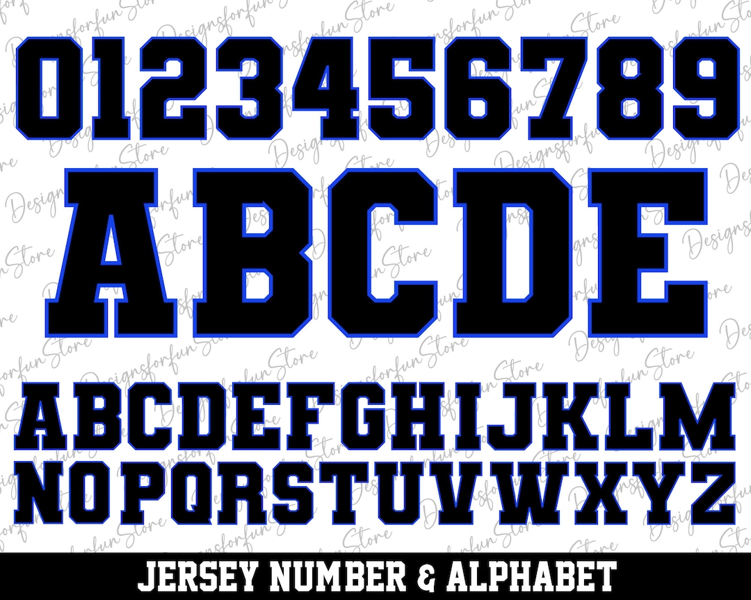 Black With Blue Outline Font Svg, Jersey Numbers Svg, Alphabet Letter ...