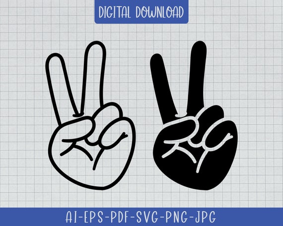 Peace Hand Svg Peace Sign Svg Outline Hand Svg Hand Symbol | Etsy