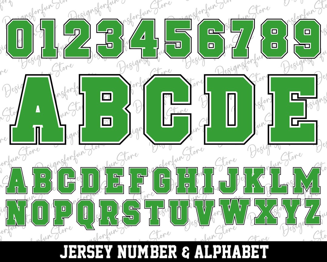 Green Layered on Black Font Svg, Jersey Numbers Svg, Alphabet Letter ...