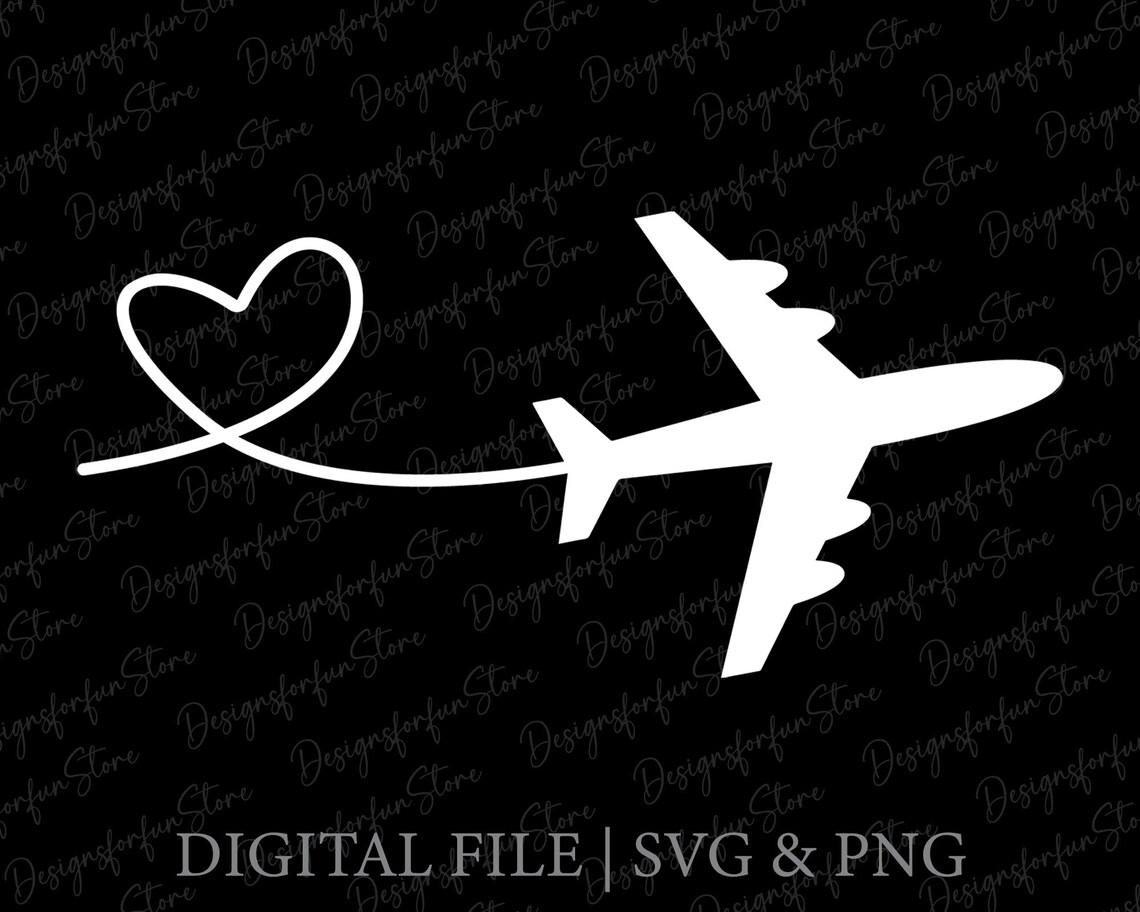 Airplane Heart Svg Airplane Svg File Travel Svg Vacation - Etsy