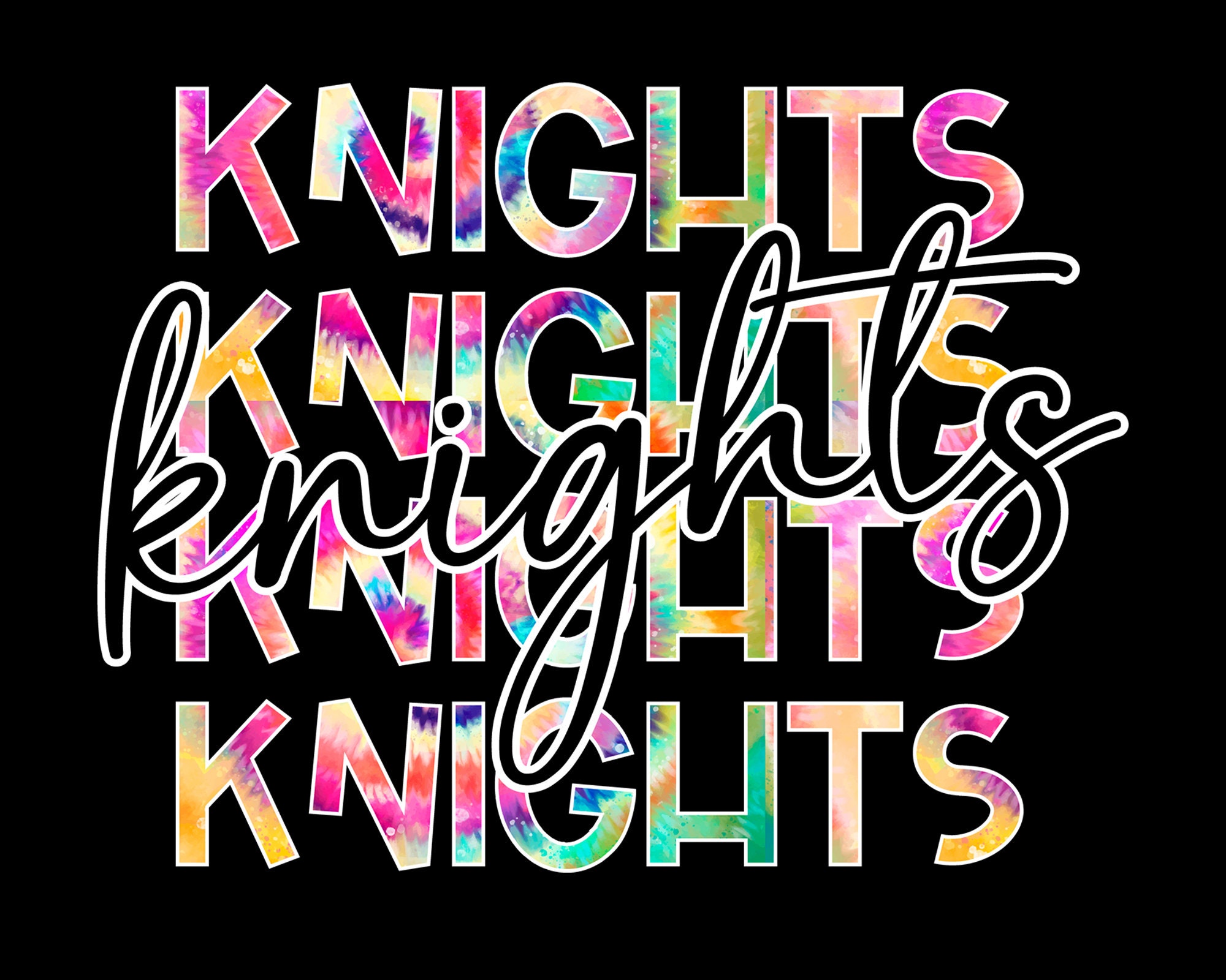 Knights Mascot Tie Dye Png Sublimation Design Stacked - Etsy