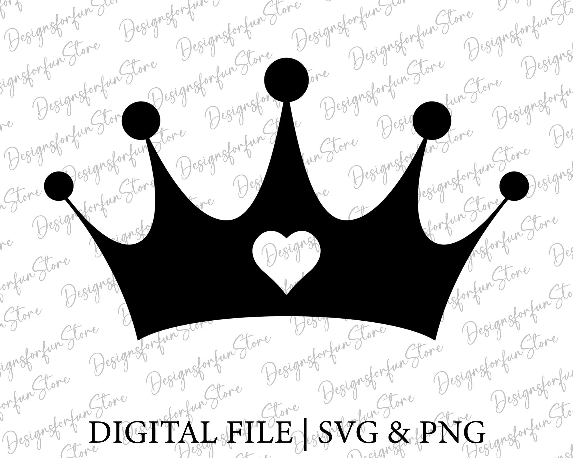 Crown With Heart Svg Princess Heart Svg Queen Crown Svg - Etsy