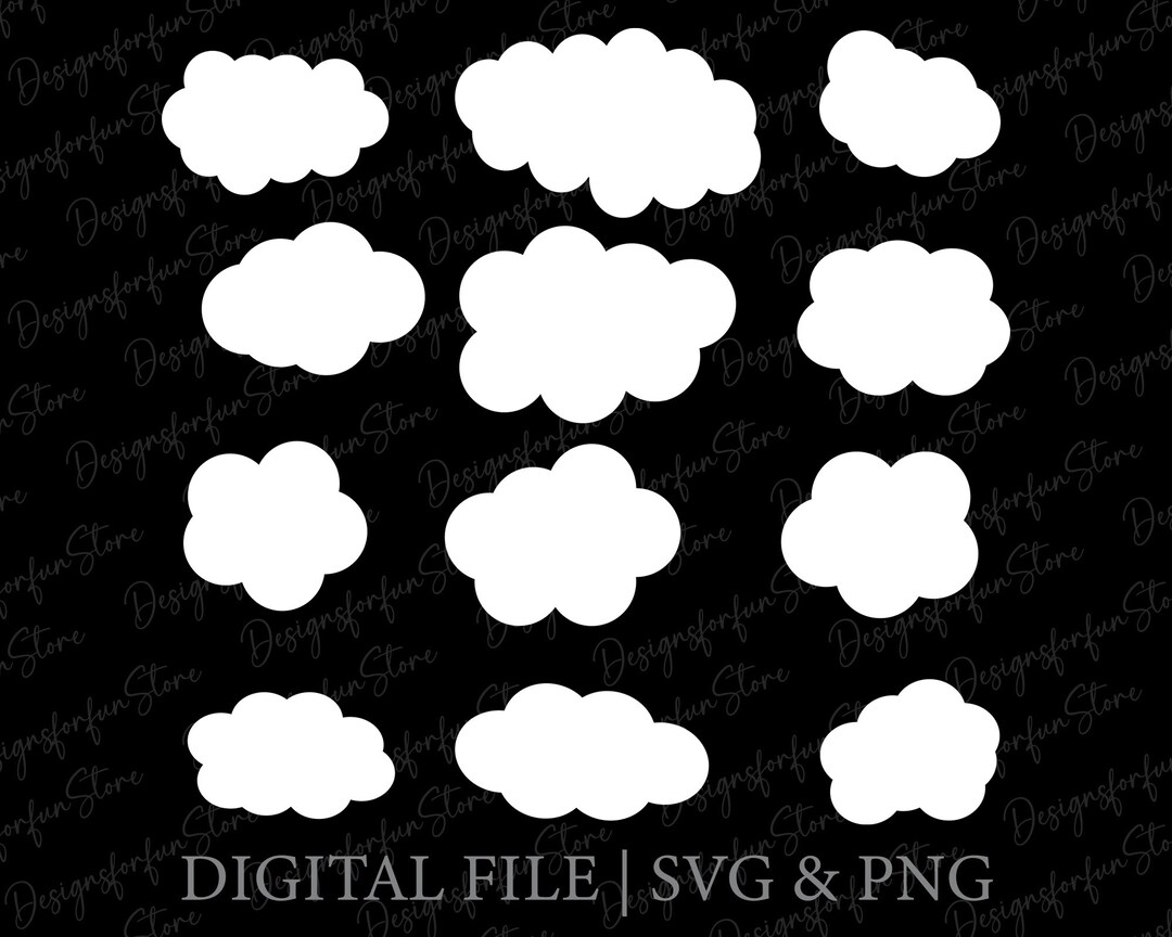 Clouds Svg, Digital Download, Cloudy Sky Svg, Weather Svg, Black Clouds ...