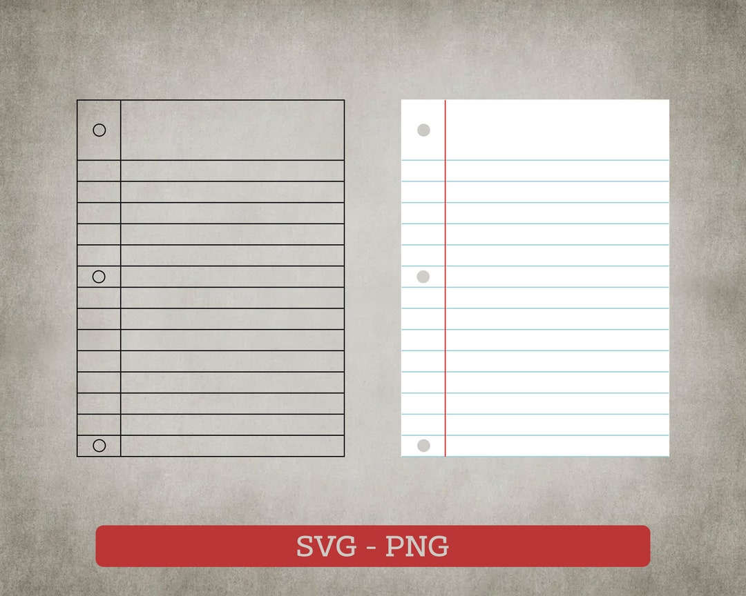 Lined Notebook Paper Svg Digital Download School Paper Svg - Etsy