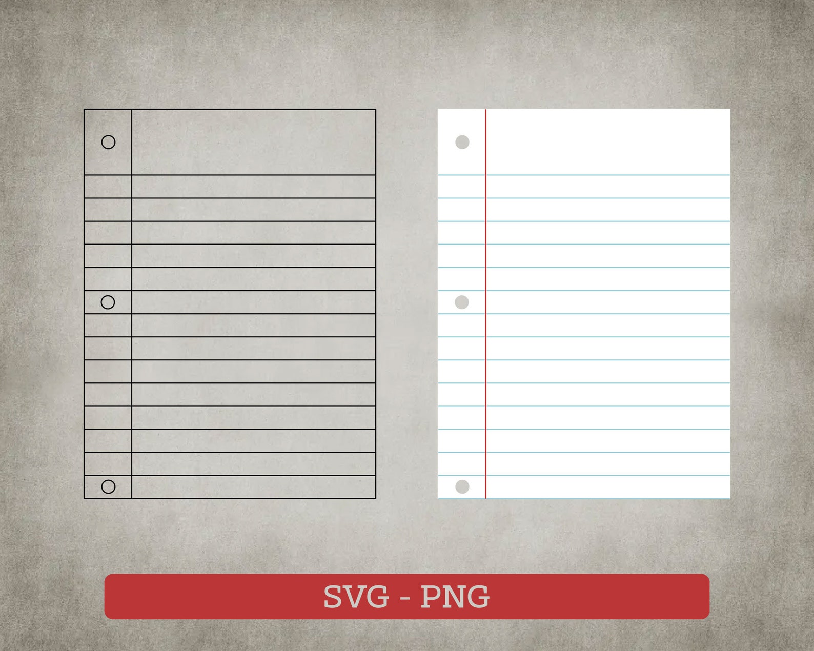 Lined Notebook Paper Svg Digital Download School Paper Svg | Etsy