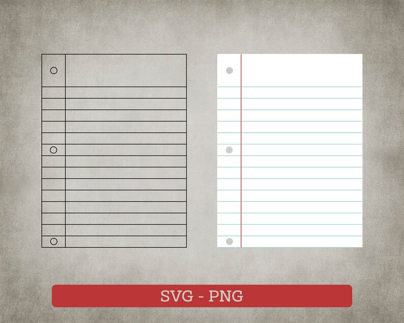 Lined Notebook Paper Svg Digital Download School Paper Svg | Etsy
