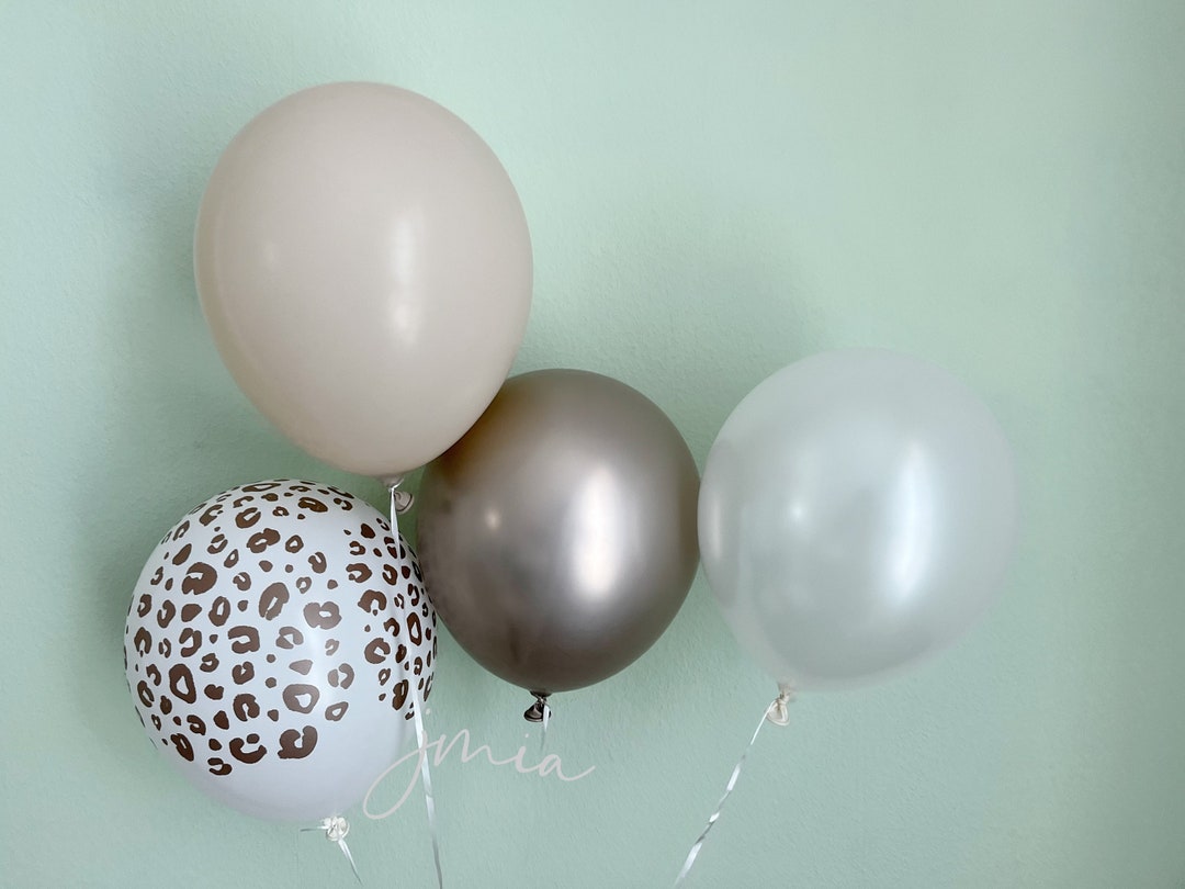 4 Balloons Leopard Balloons Beige Champagne Gold Birthday Wedding Baby ...
