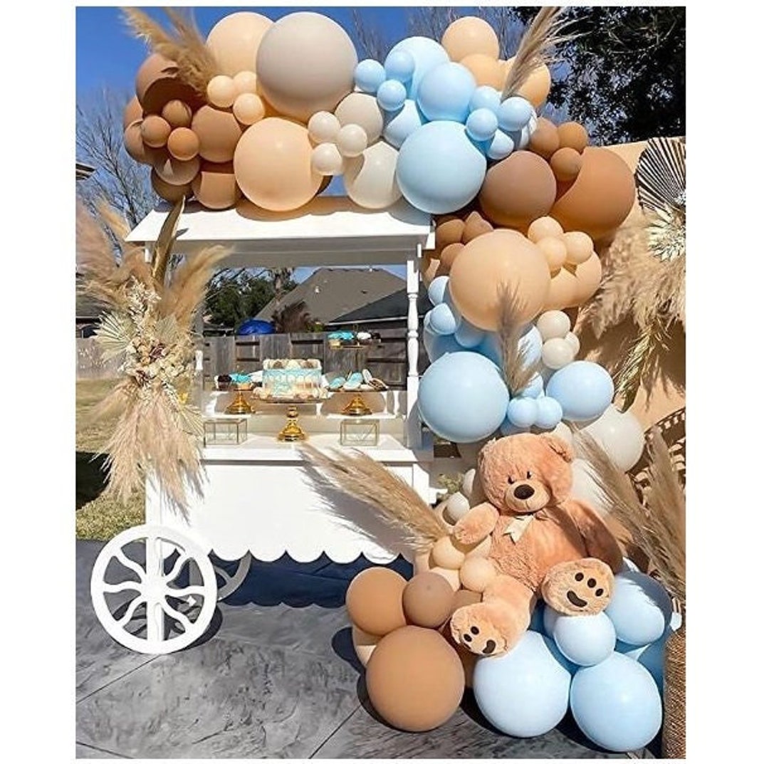 Macaron Blue Brown Balloon Cream Balloon Garland Boys Baby Shower ...