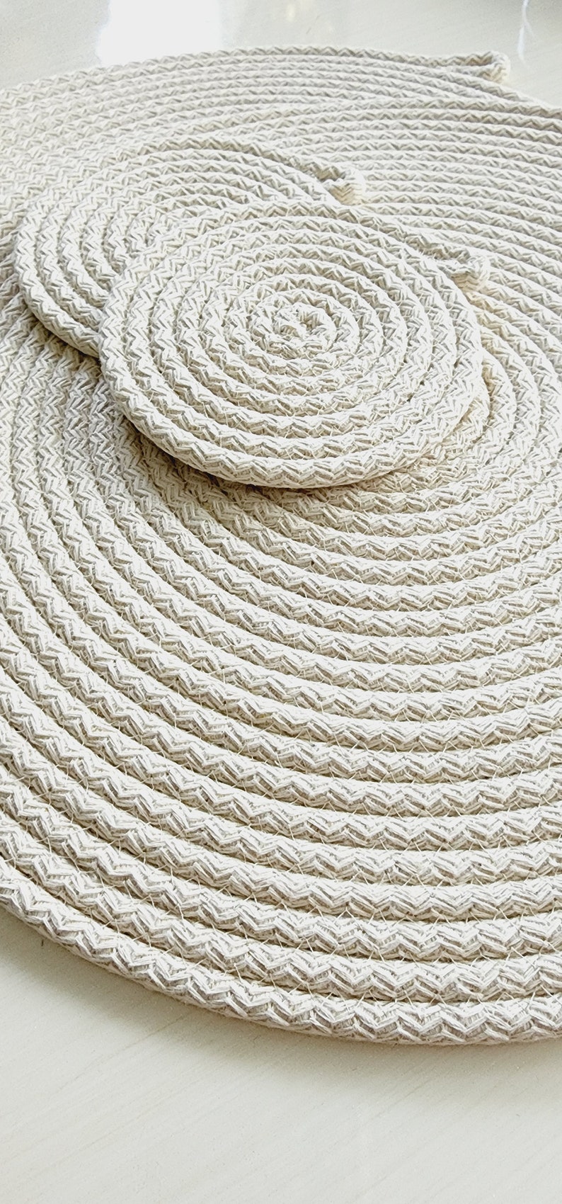 Cotton Rope Placemats and Coasters, Natural Cotton Braided Placemats ...