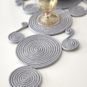 Gray Luxury Rope Table Runner, Handmade Centerpiece , Sewn Table Mats ...