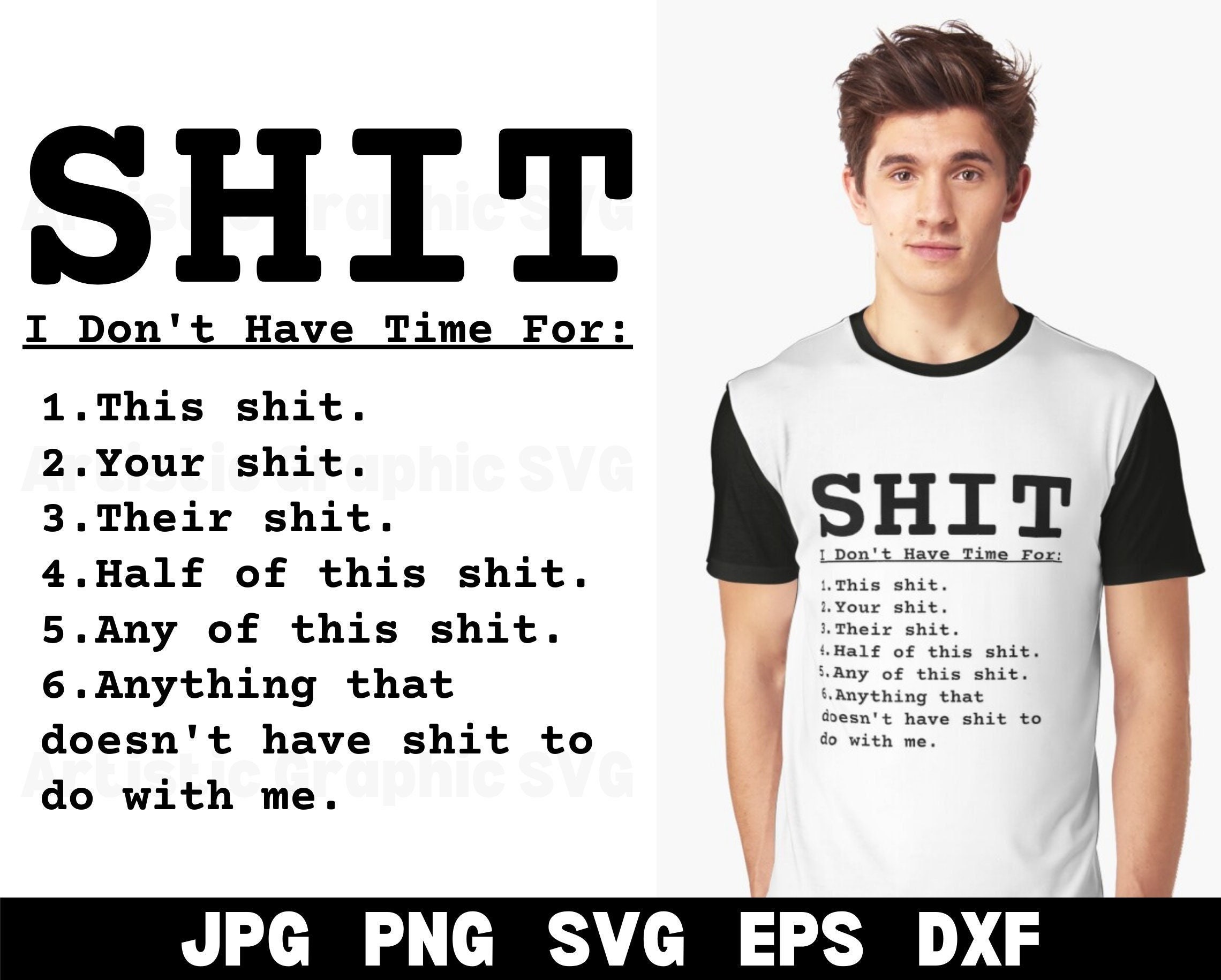 Shit I Don't Have Time for SVG, Shit List SVG, Swearing SVG, Funny ...