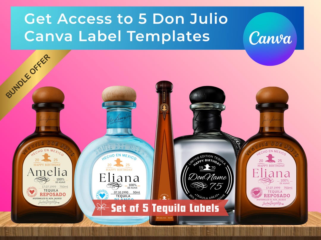 Don Julio Custom Label Canva Template, Don Julio 70 Custom Labels, 1942 ...