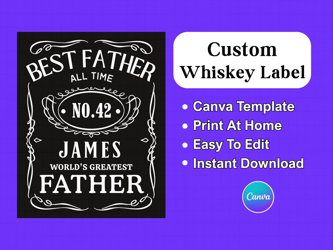Printable Whiskey Personalized Label, Custom Whiskey Label Template ...