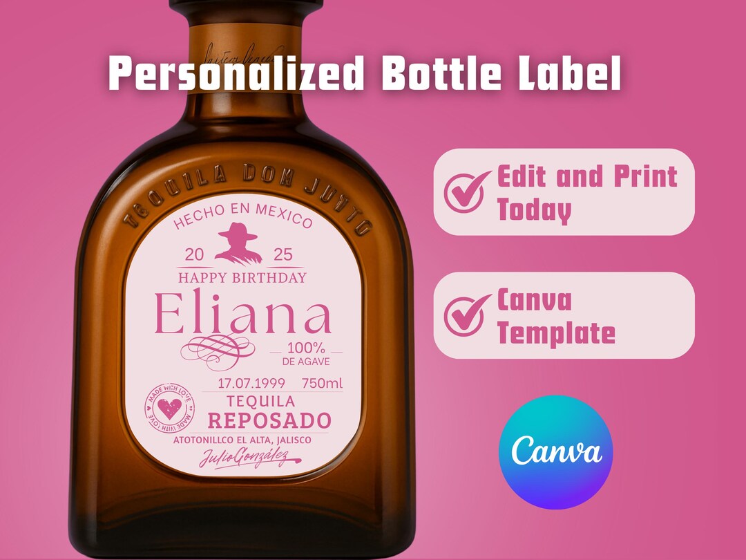 Don Julio Custom Label Canva Template, Custom Don Julio Label Girl ...
