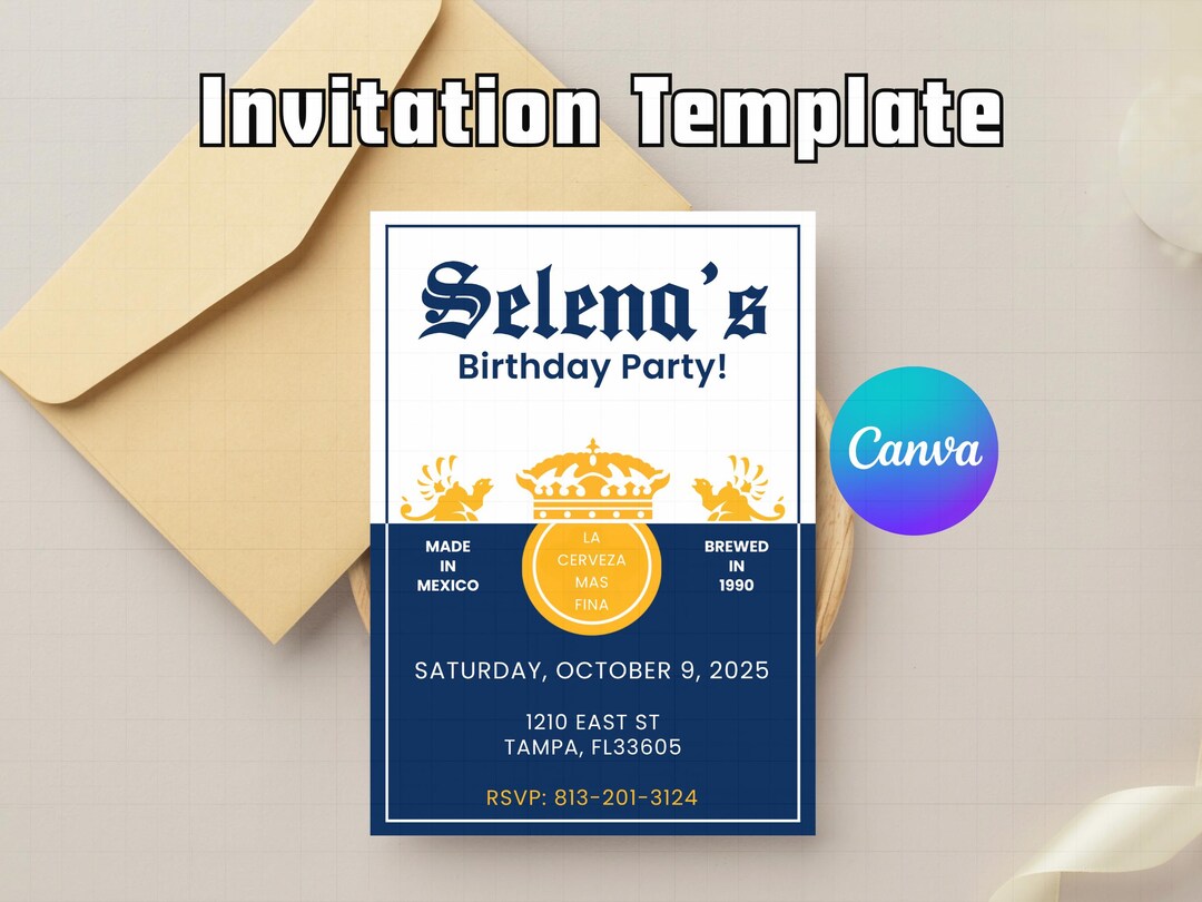 Corona Beer Invitation Card Template, Cerveza Cumpleaños, Invitación De ...