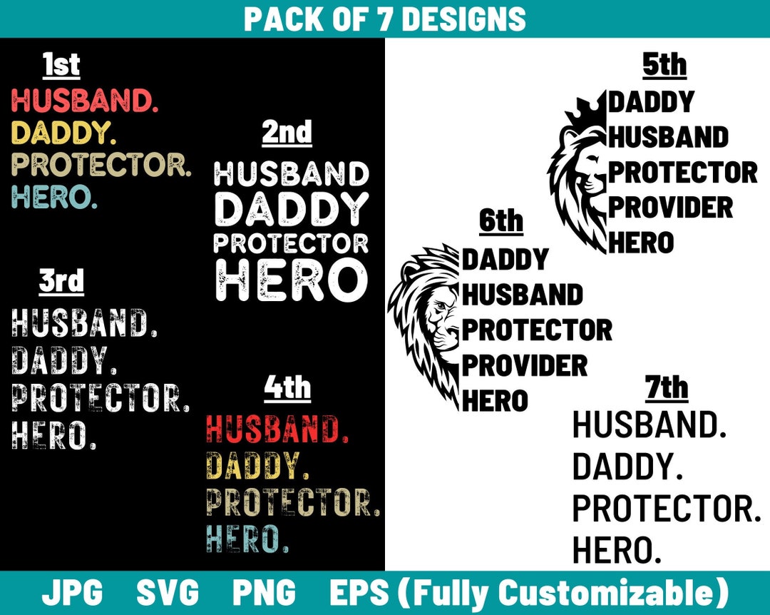 Husband Daddy Protector Provider Hero Svg, Father's Day SVG, Funny Dad ...