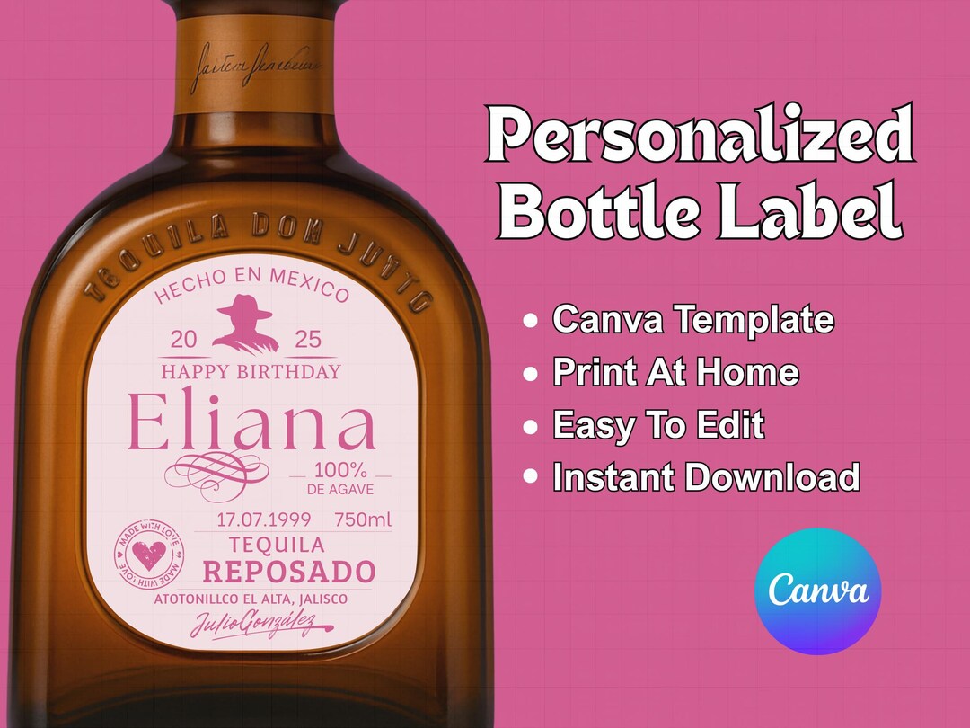 Don Julio Personalized Label, Pink Custom Don Julio Tequila Label Mini ...