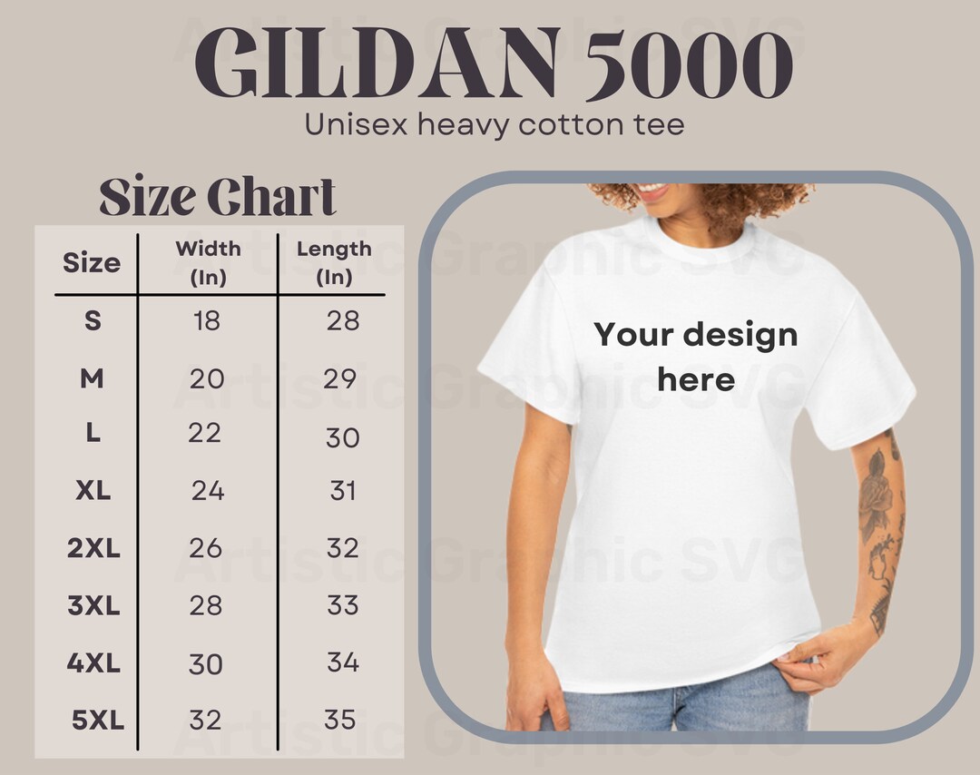 Gildan 5000 Size Chart Gildan Size Chart 5000 Size Chart Gildan 5000 Mockup Gildan Mockup Gildan ...
