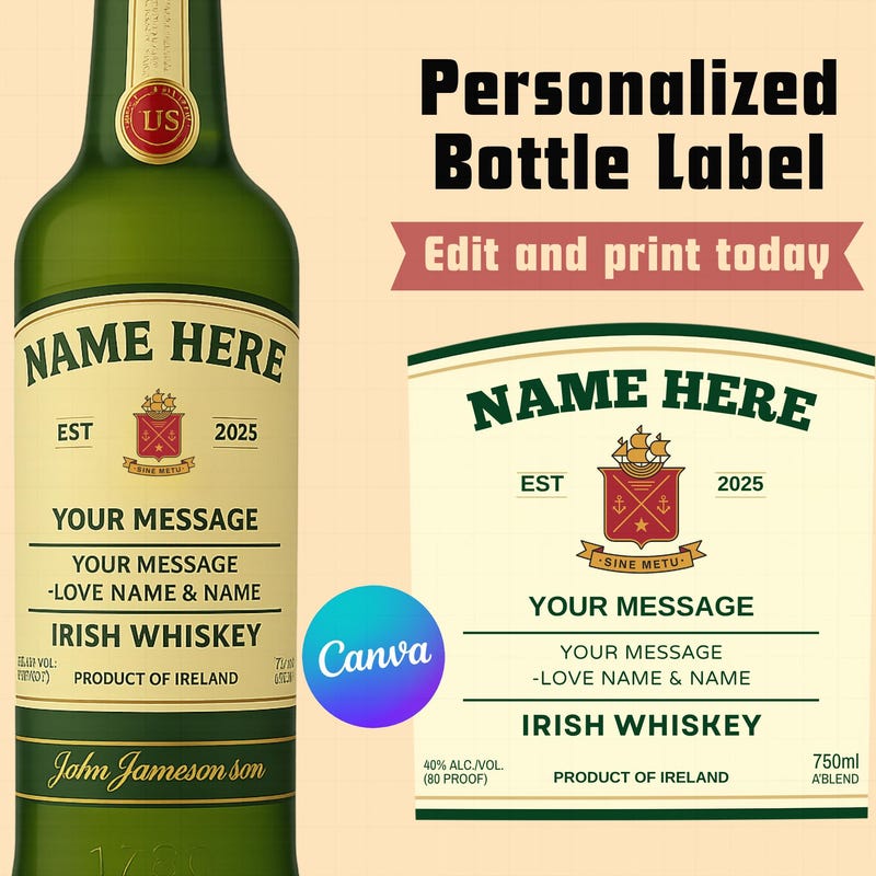 Personalized Jameson Liquor Label - Etsy