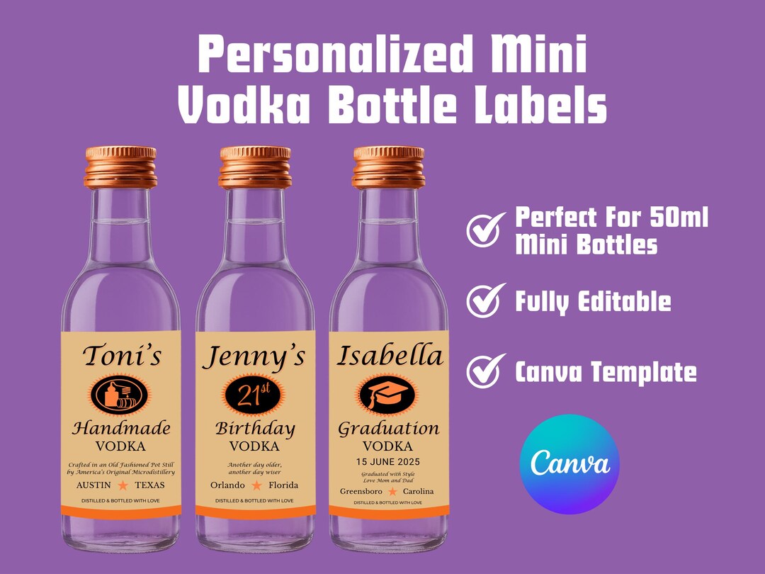 Titos Custom Vodka Mini Bottle Label, Titos Label, Vodka Personalized ...