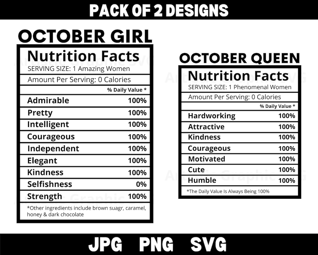 October Girl Nutrition Facts SVG, October Queen SVG, Libra Svg, Queens ...