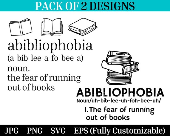 Abibliophobia Svg Book Lover Book Day Bookworm Graduation - Etsy