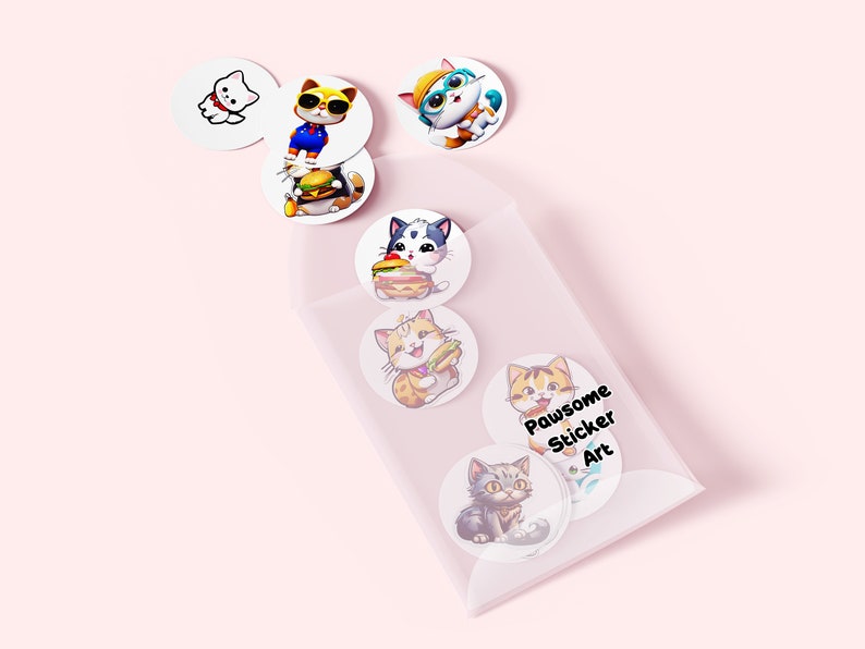 50 Printable Cute Cat Clipart Stickers Adorable Kitties for - Etsy