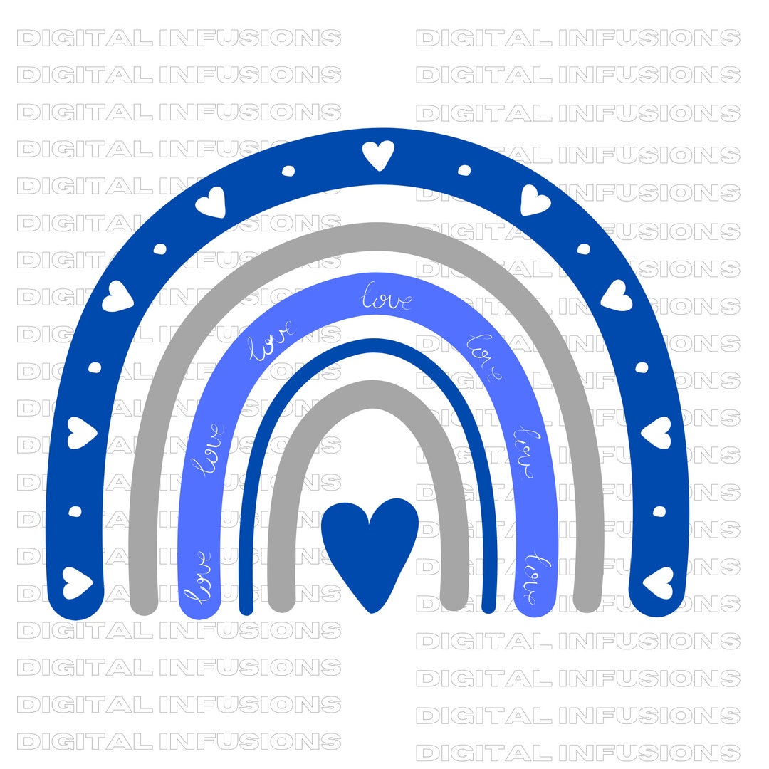 BOHO Blue Rainbow SVG - PNG, Silhouette & Cricut Files - Etsy