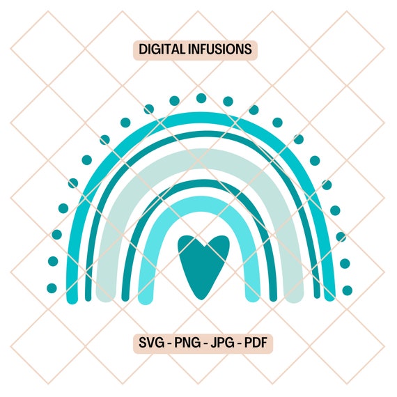 Teal Rainbow BOHO SVG / PNG Files for Cutting Sublimation & - Etsy