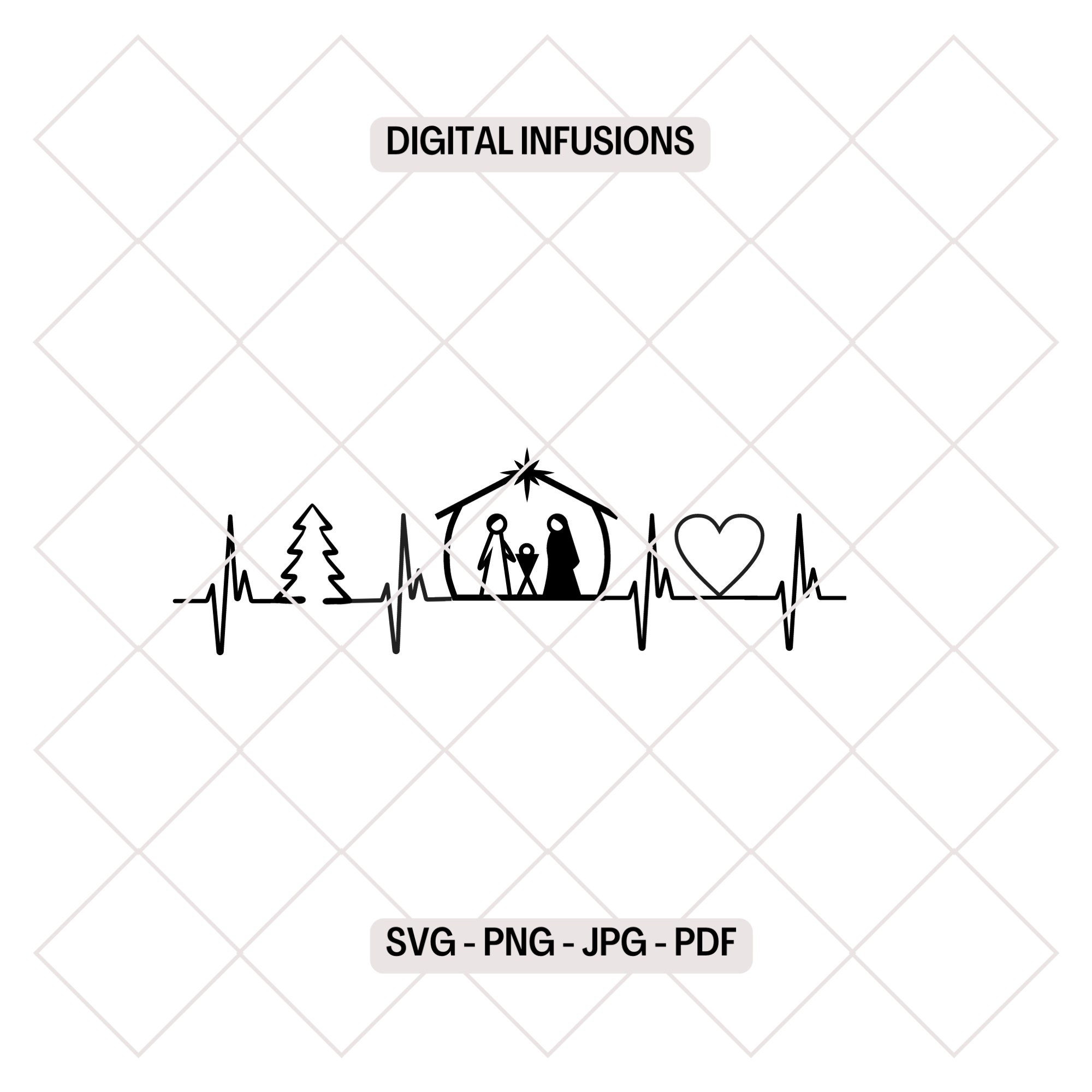 Christmas in the Heart, EKG Holiday SVG | PNG Digital Design Files for ...