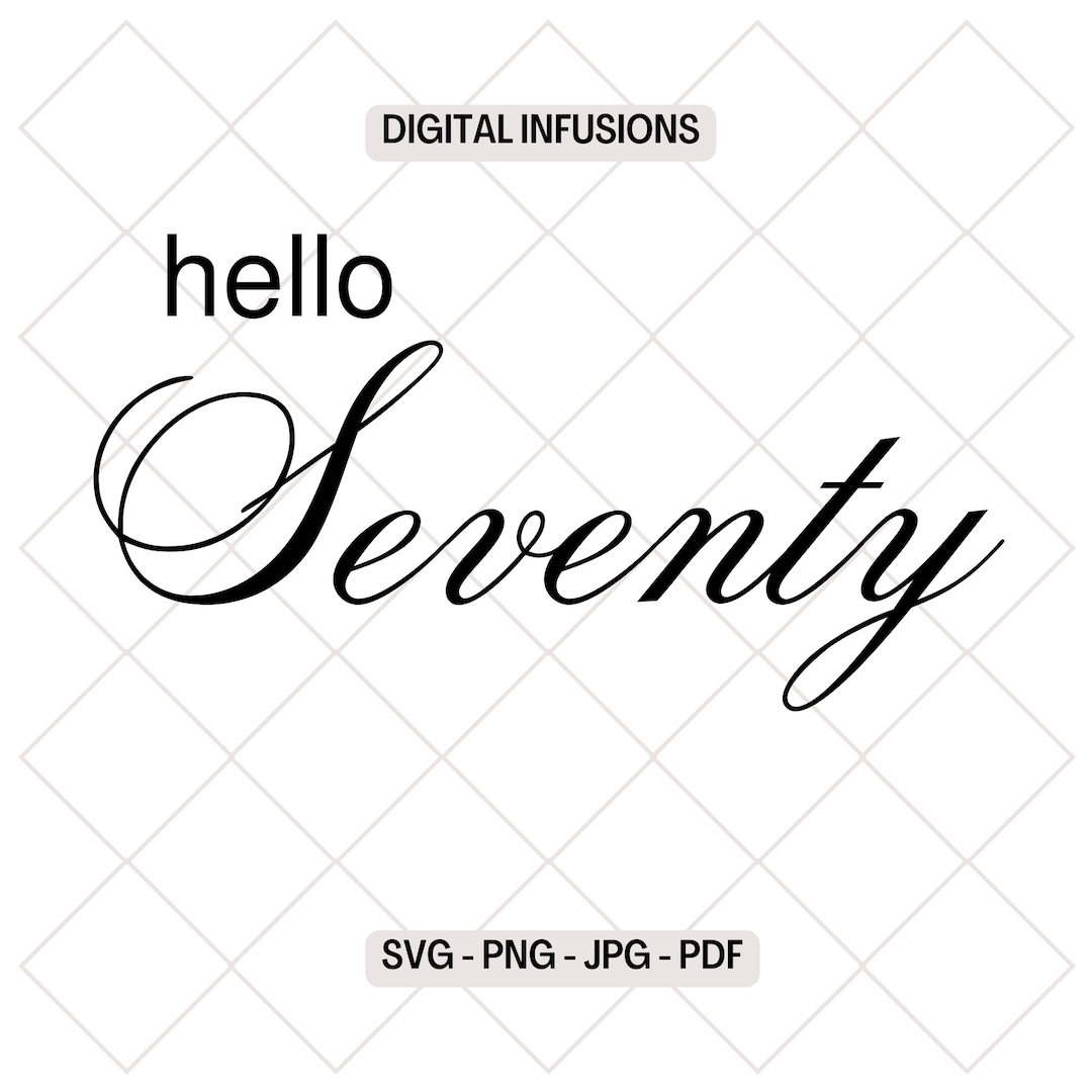 Hello Seventy, 70th Birthday SVG | PNG Files for Cutting, Sublimation ...