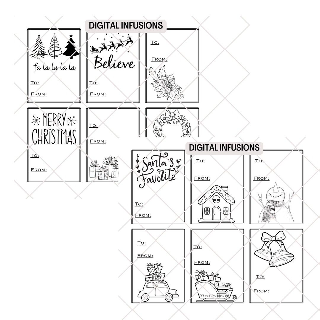 Printable Christmas Gift Tags, PDF / PNG Digital Design Files, Instant ...