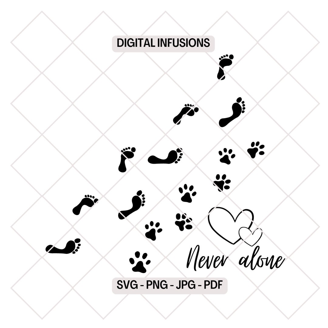 Never Alone, Dog Walking SVG / PNG Design Files for Cutting ...