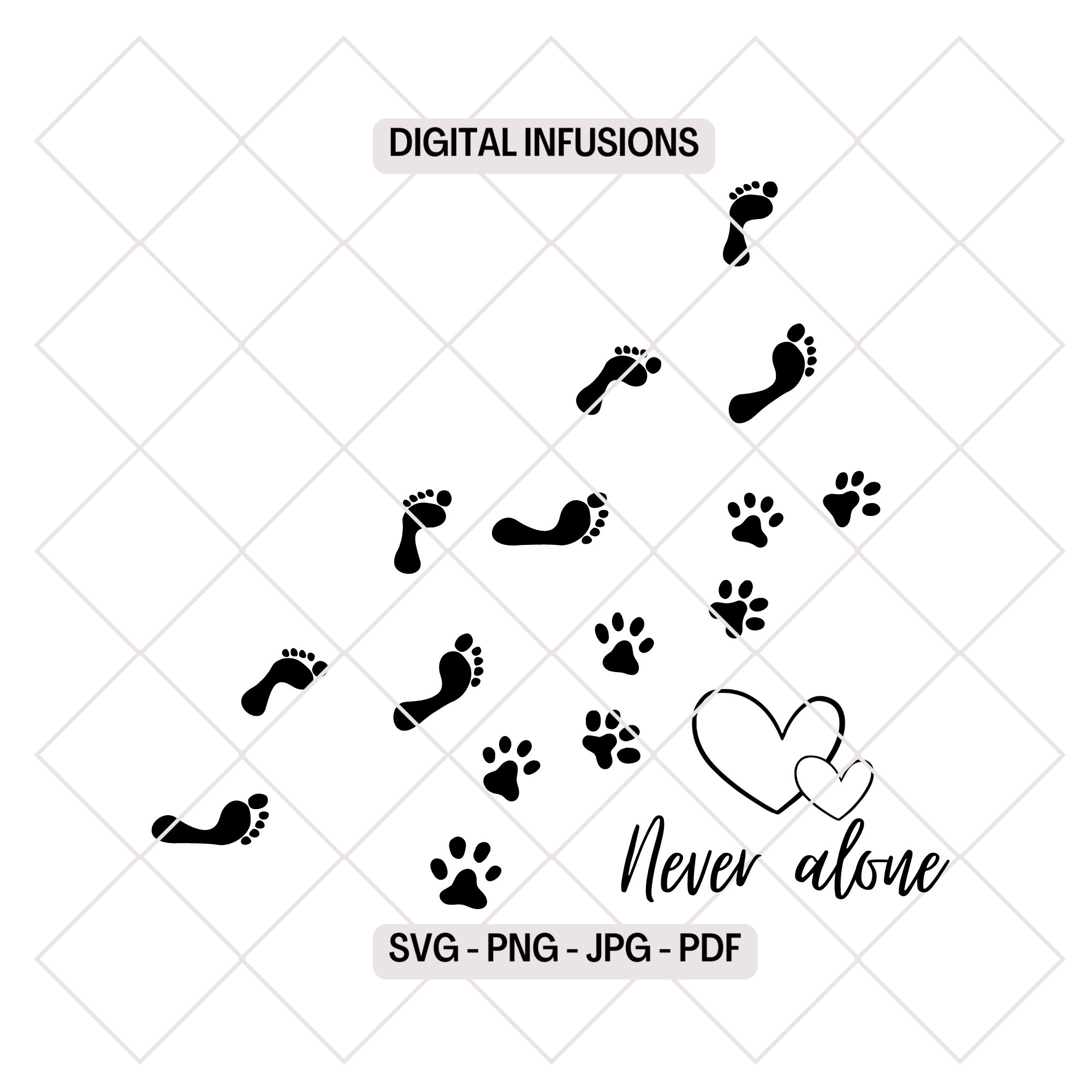 Never Alone, Dog Walking SVG / PNG Design Files for Cutting ...