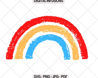 Retro Rainbow SVG PNG JPG Vector for Cut Files Stickers Planners Tee ...