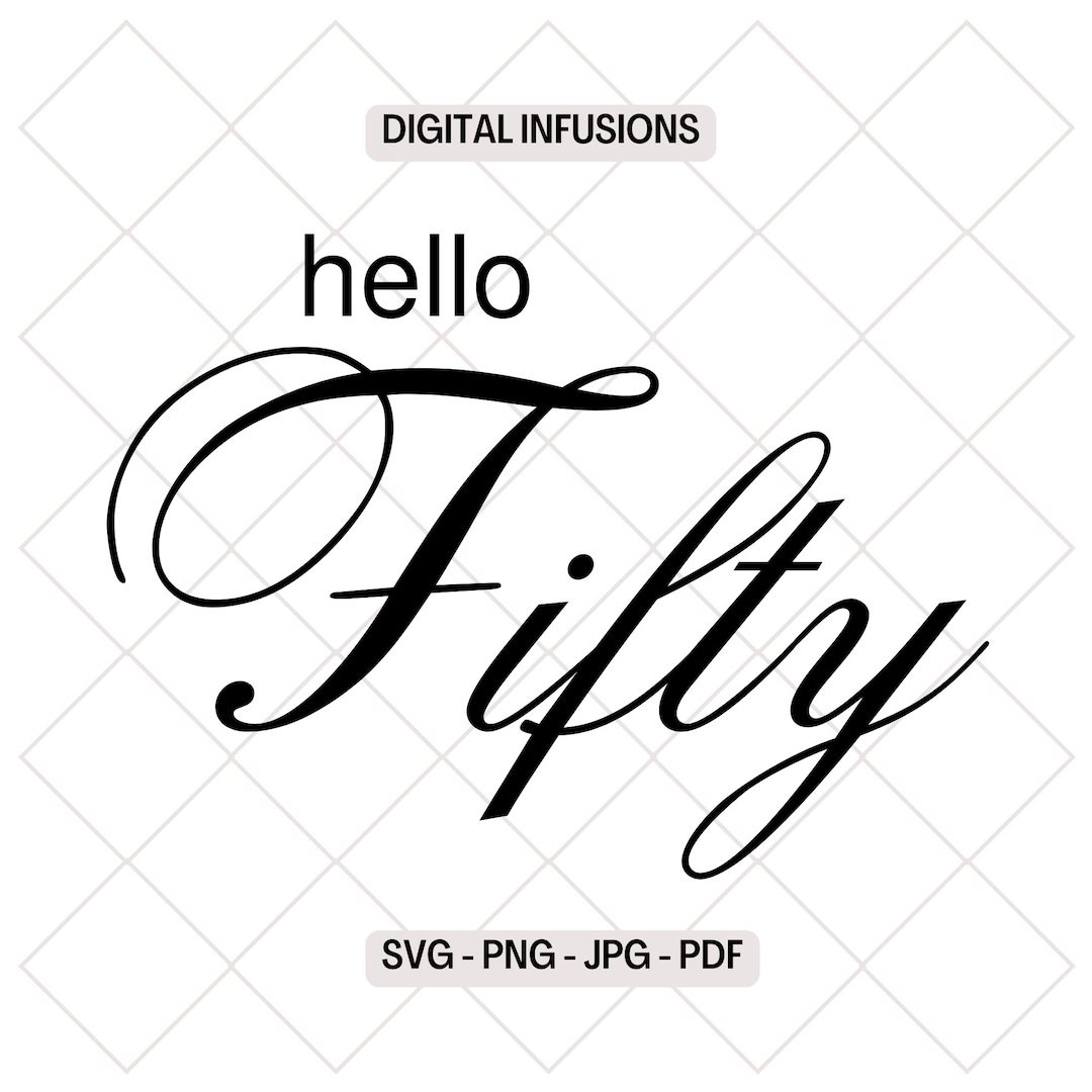 Hello Fifty, 50th Birthday SVG | PNG Files for Cutting, Sublimation ...
