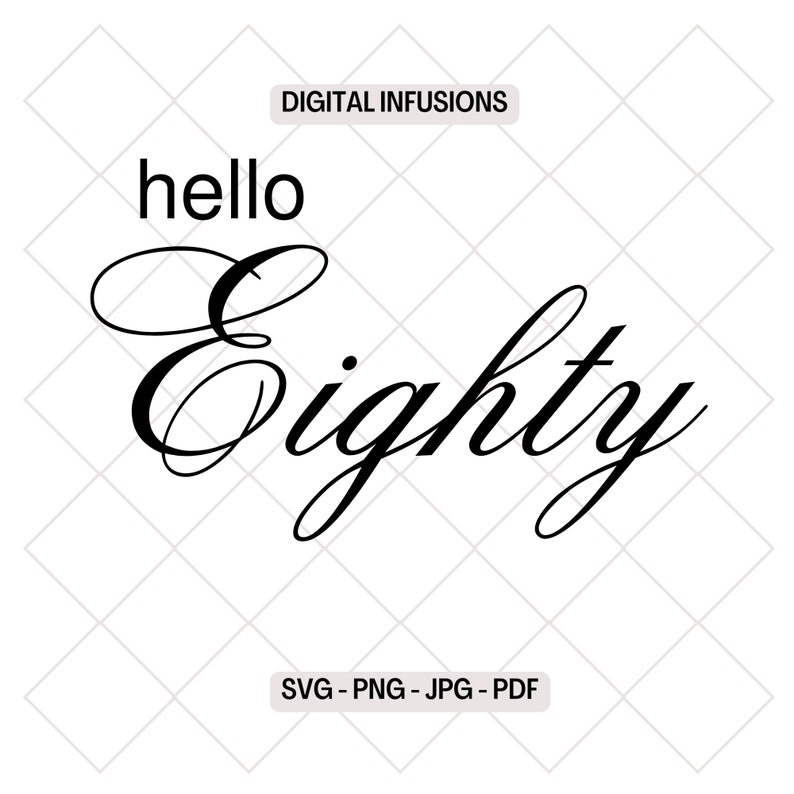 Hello Eighty, 80th Birthday SVG | PNG Files for Cutting, Sublimation ...
