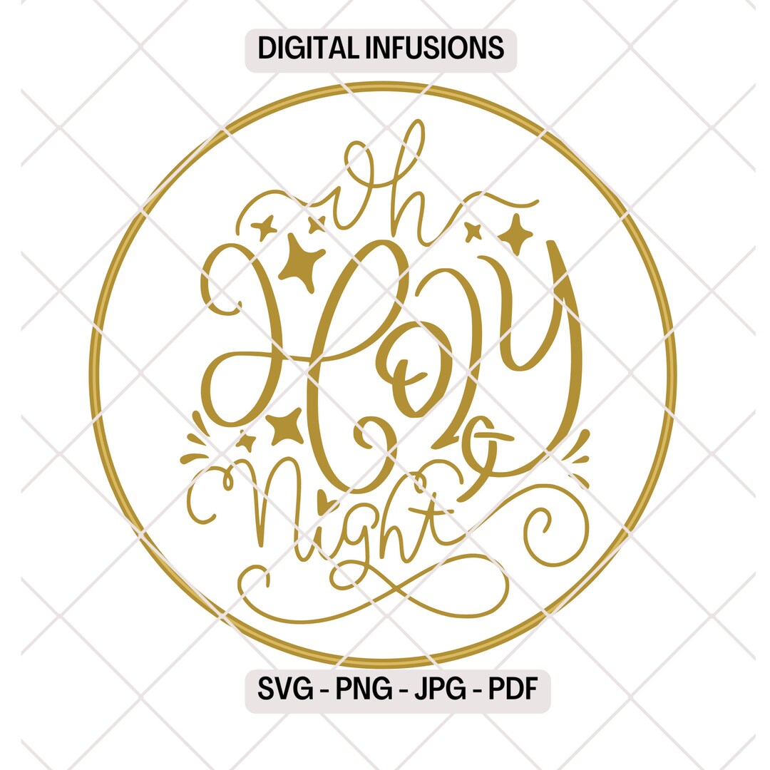 Oh Holy Night, Christmas Round Sign SVG & PNG - Etsy