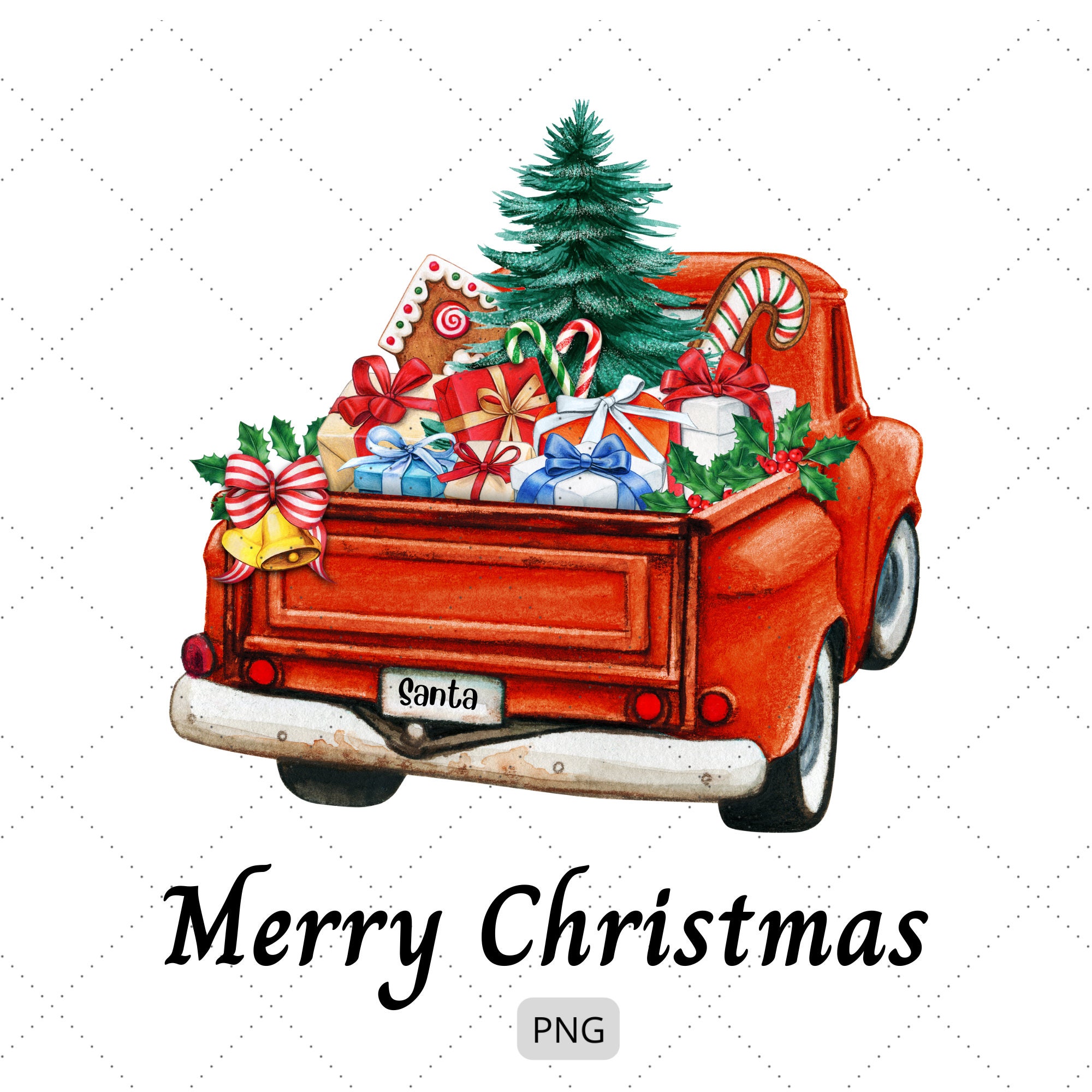 Merry Christmas, Classic Red Truck PNG Sublimation Files - Etsy