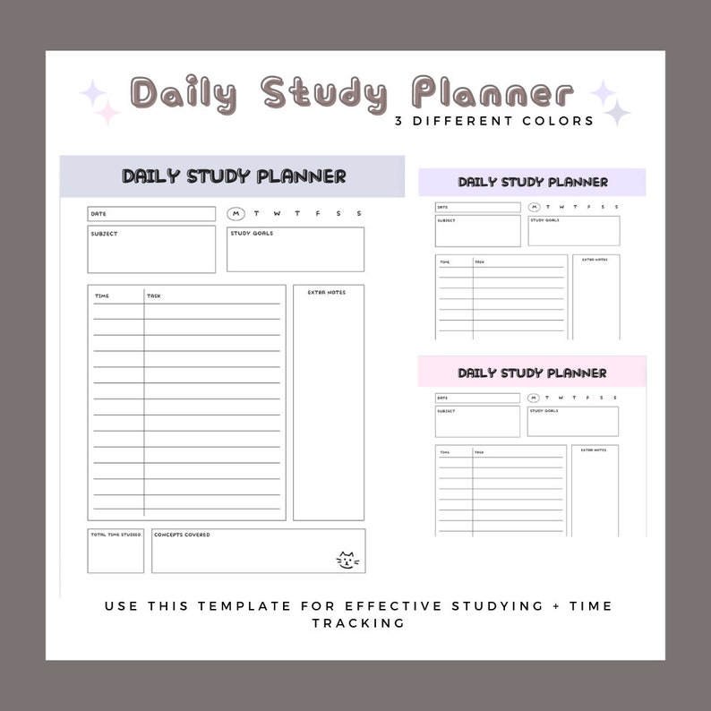 Daily Study Planner Aesthetic Printable Study Planner - Etsy